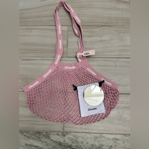 Glossier | Bags | Glossier Mesh Market Bag With Compact Mirror | Poshmark